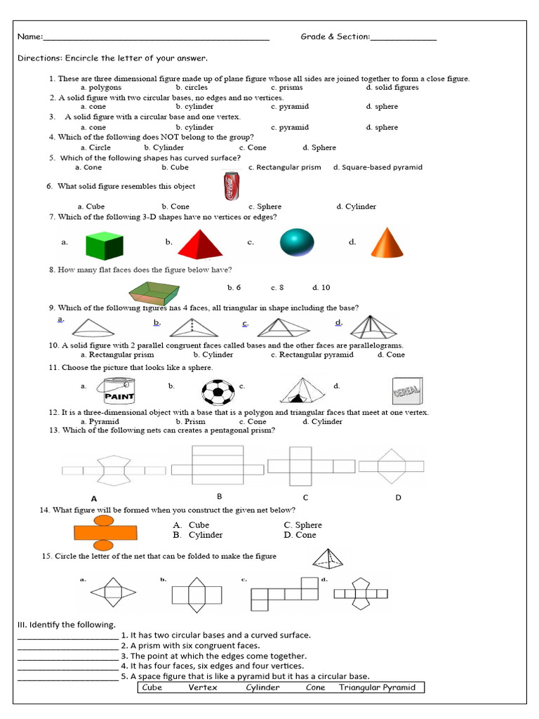 1st Summative Test G6 Q3 | PDF | Shape | Vertex (Geometry)