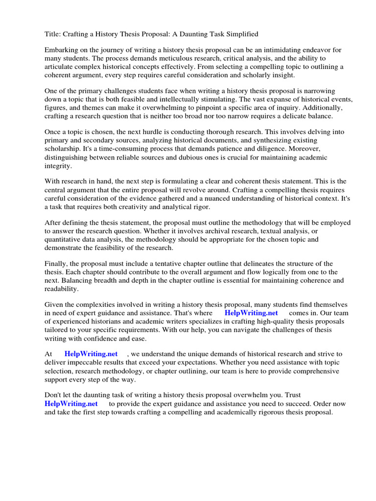 History Thesis Proposal Example | PDF | Thesis | Methodology