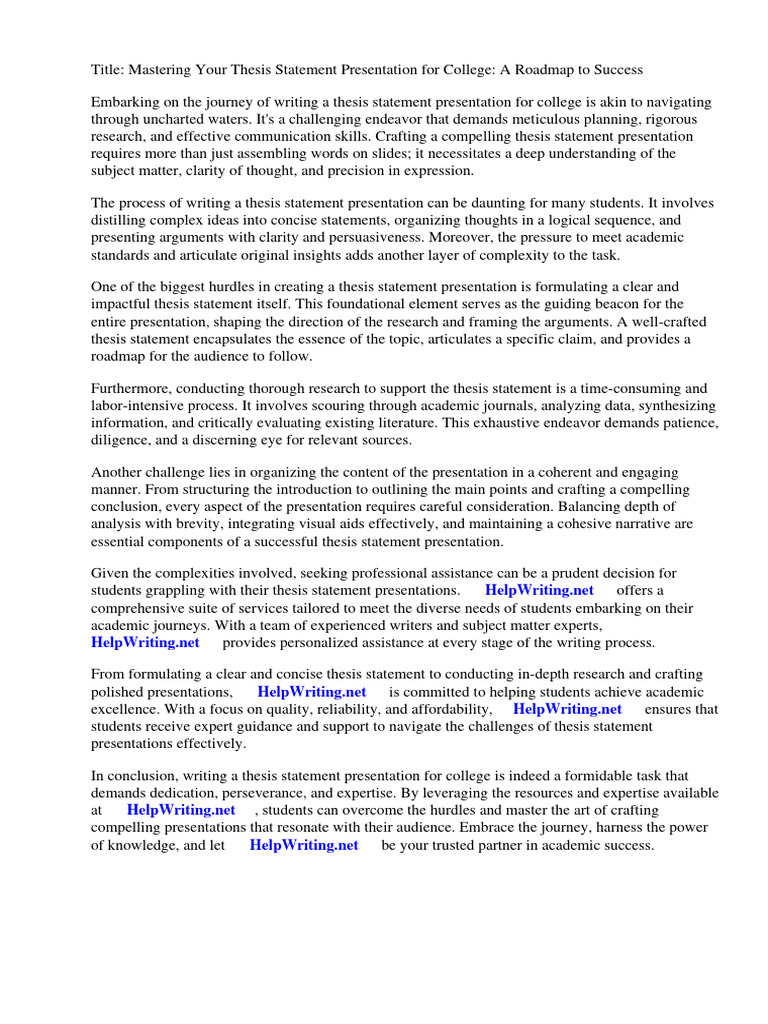 Thesis Statement PPT College | PDF | Essays | Thesis