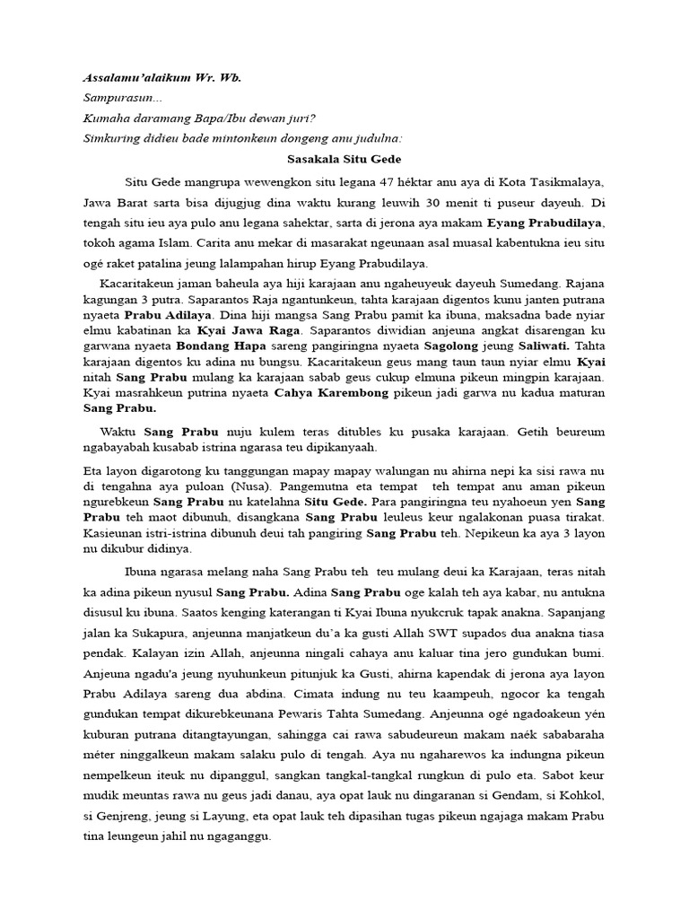 Dongeng Sasakala Situ Gede | PDF