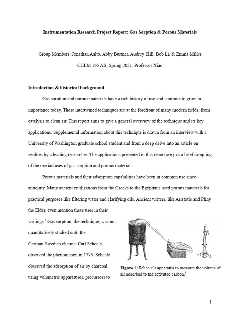 Instrumentation Project Final Report | PDF | Adsorption | Chemistry