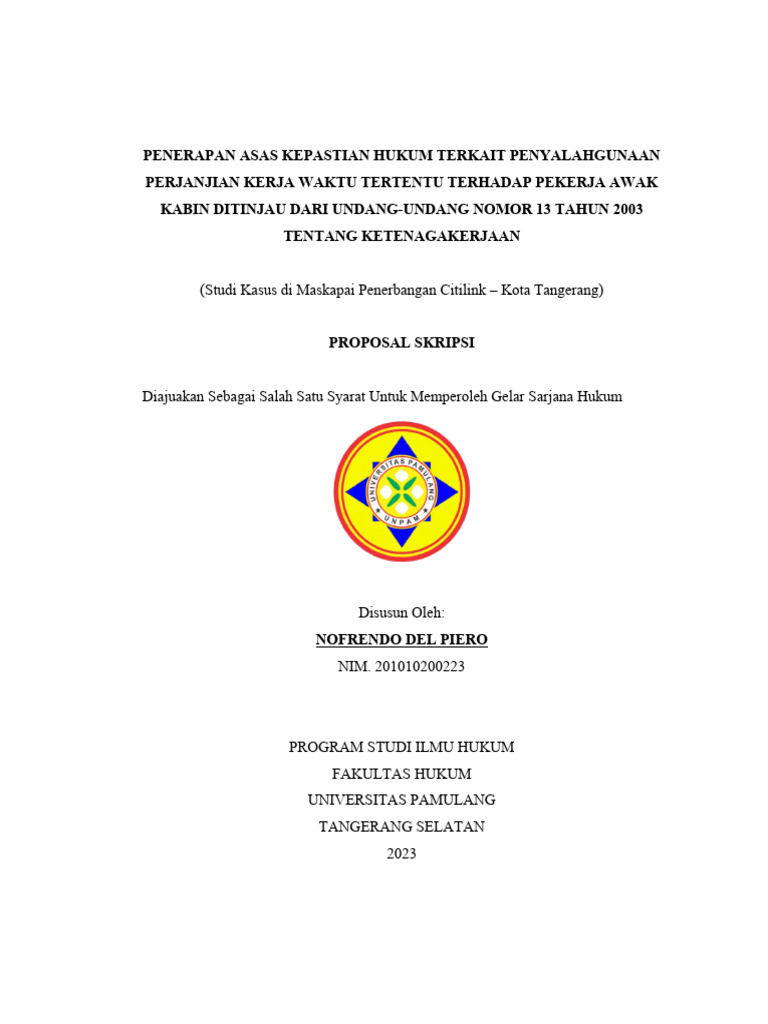 Revisi Draft Sempro Nofrendo Del PIero | PDF | Hukum | Komputer