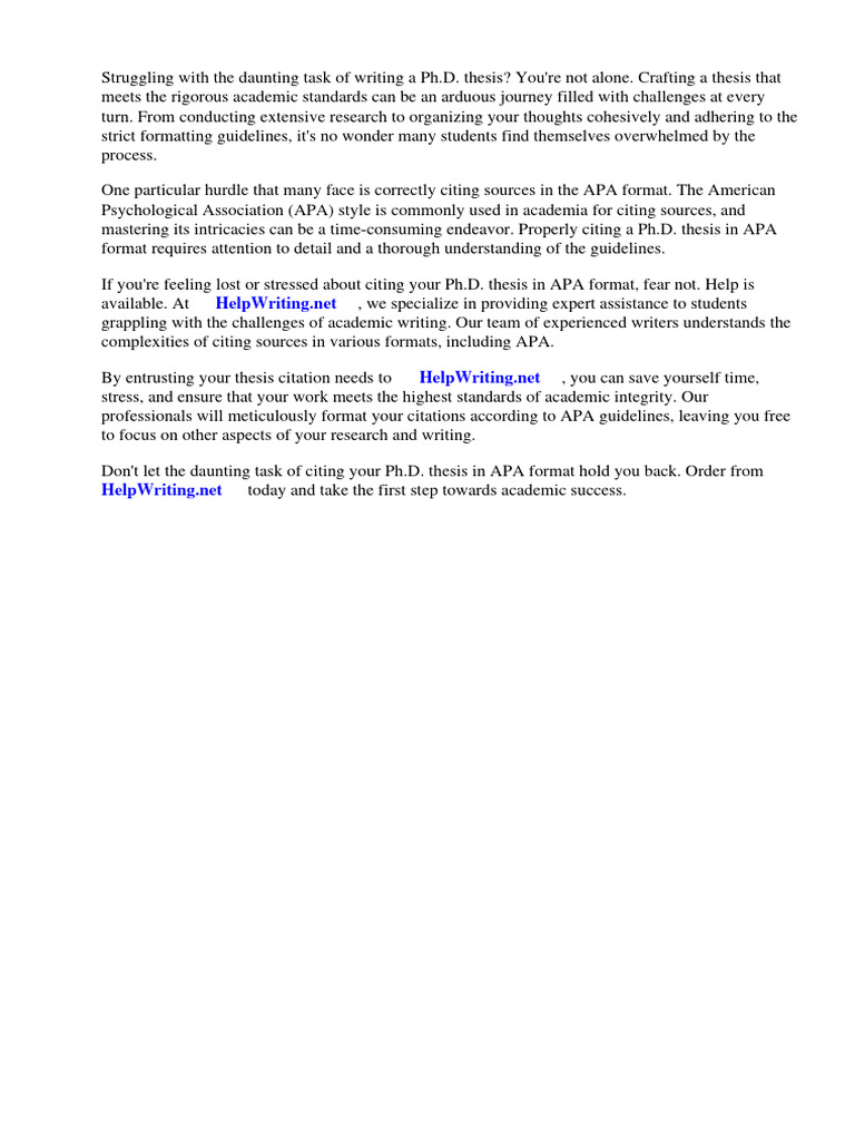 Cite Phd Thesis Apa | PDF | Apa Style | Thesis