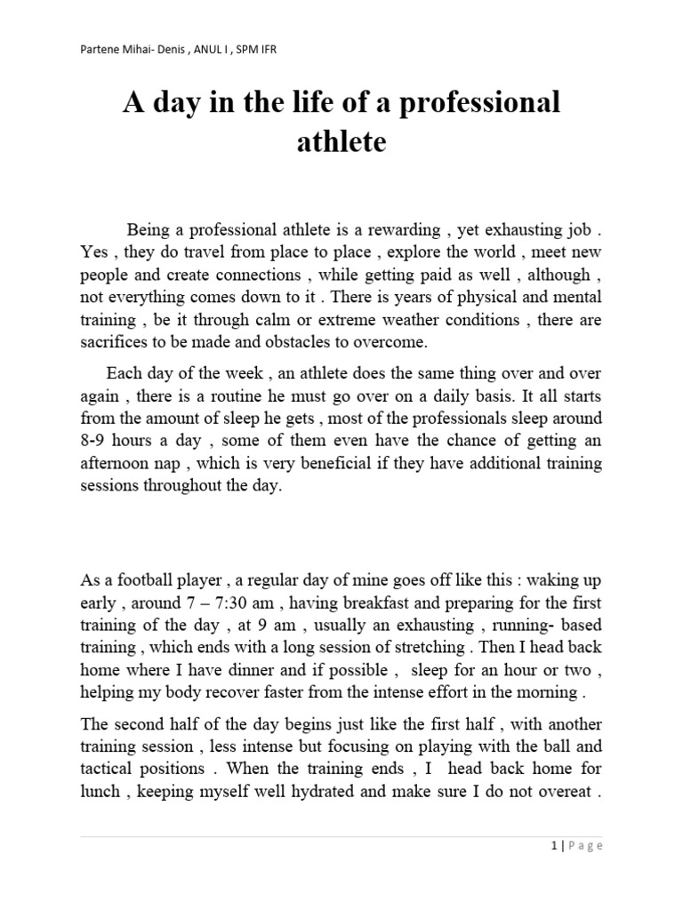 Daily Life of a Professional Athlete | PDF