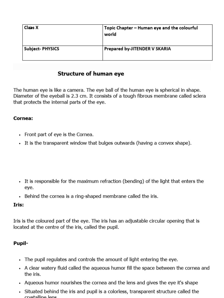 Optics10 Physics | PDF | Eye | Human Eye