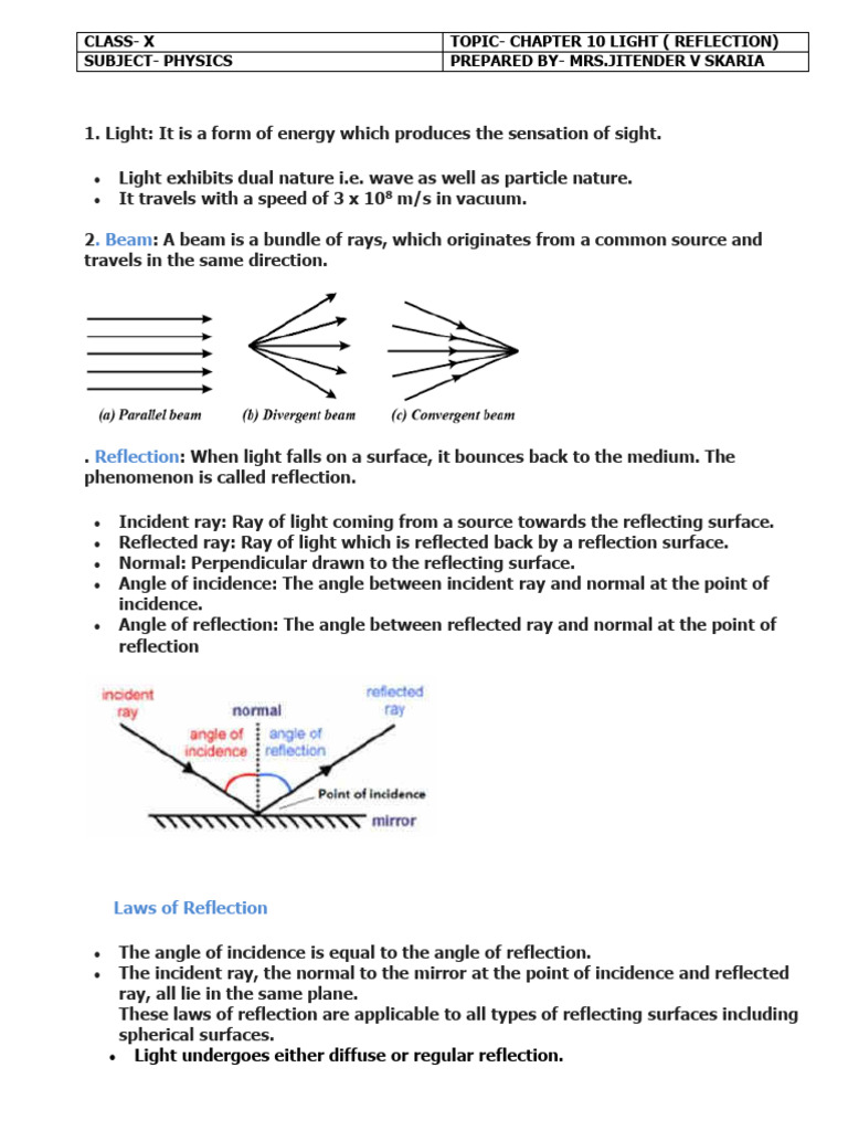 Optics 10-Physics | PDF | Reflection (Physics) | Mirror