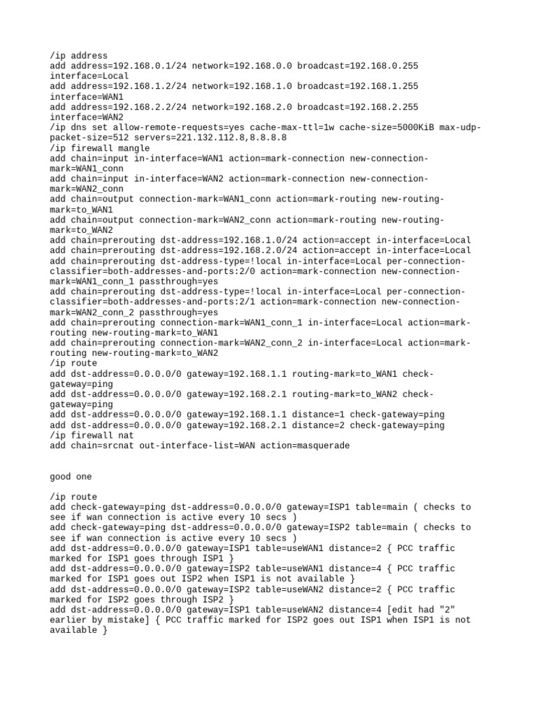 Mikrotik 2 Wan 1 Lan Income | PDF | Ip Address | Internet