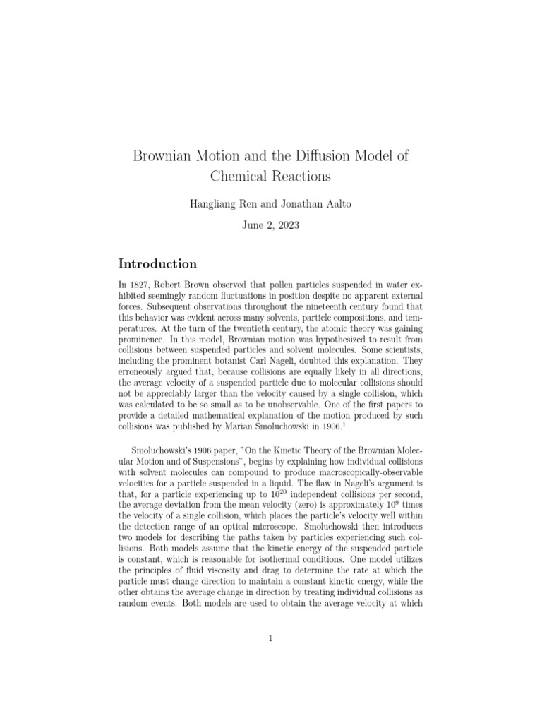 Brownian Motion & Diffusion Model | PDF