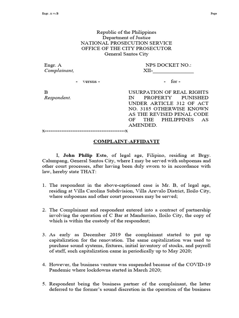 Sample Complaint | PDF | Affidavit | Fraud