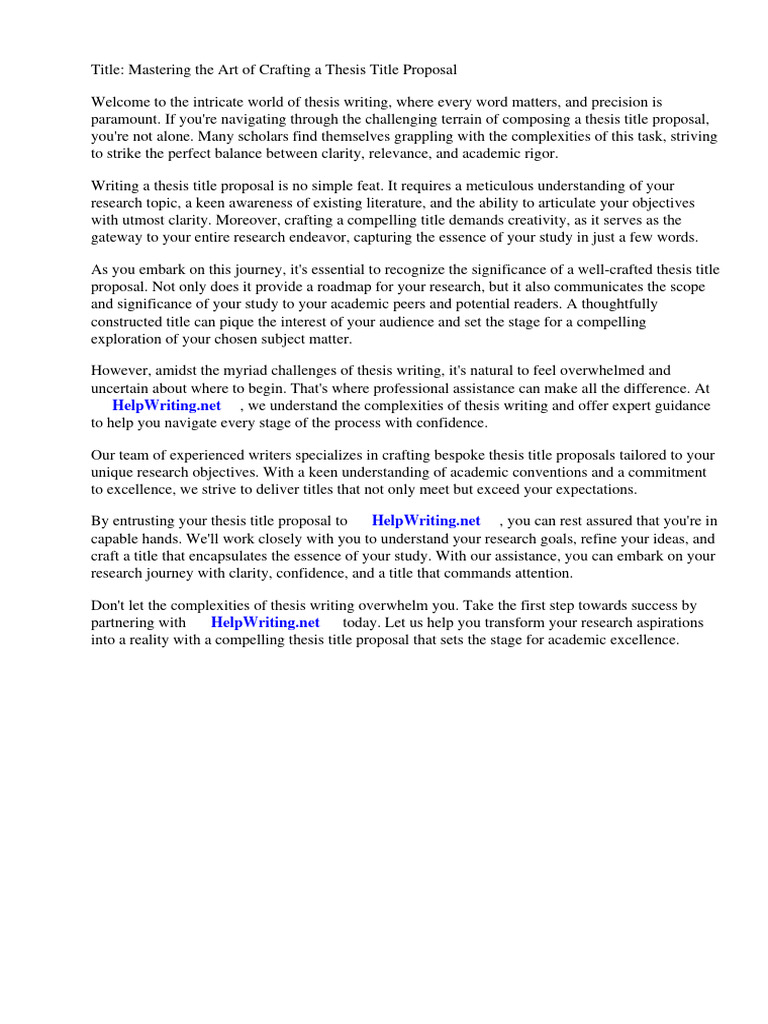 How To Write A Thesis Title Proposal | Download Free PDF | Thesis | Privacy