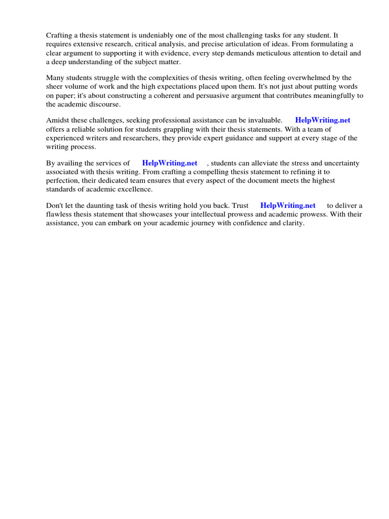 Thesis Statement Sample Doc | PDF | Essays | Thesis