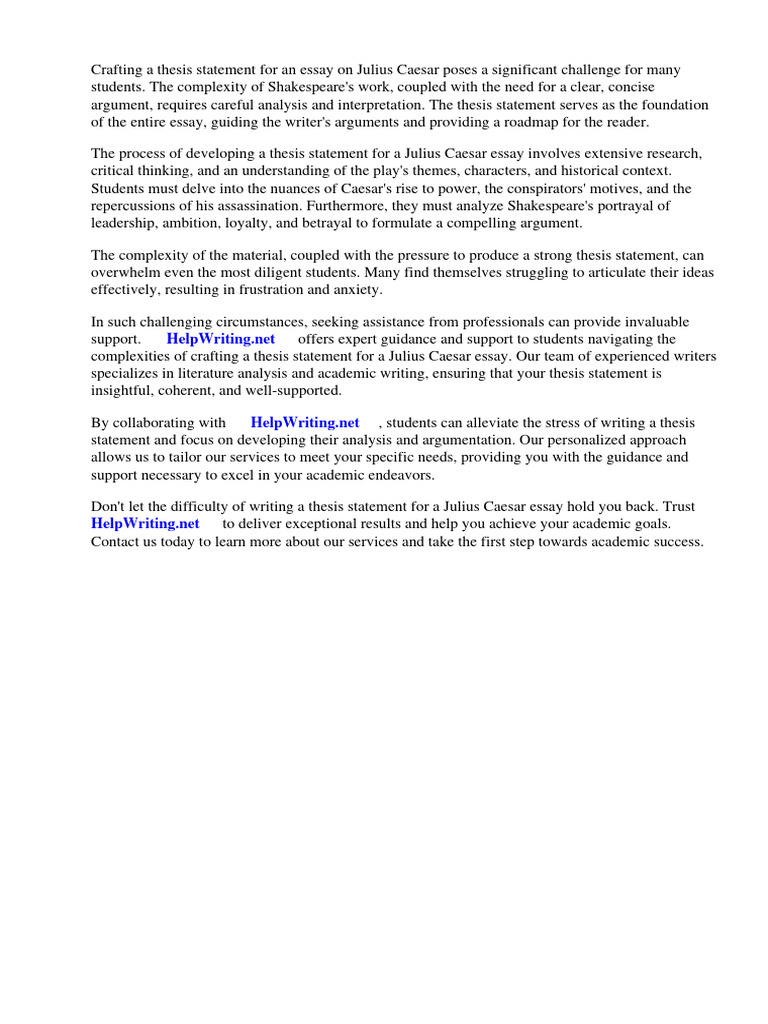 Thesis Help for Julius Caesar Essays | PDF | Julius Caesar | Ancient Rome