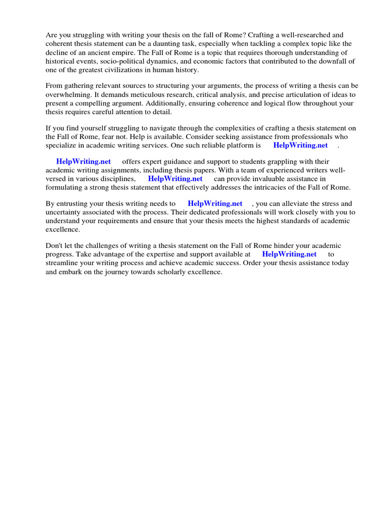 Thesis Statement Fall of Rome | PDF