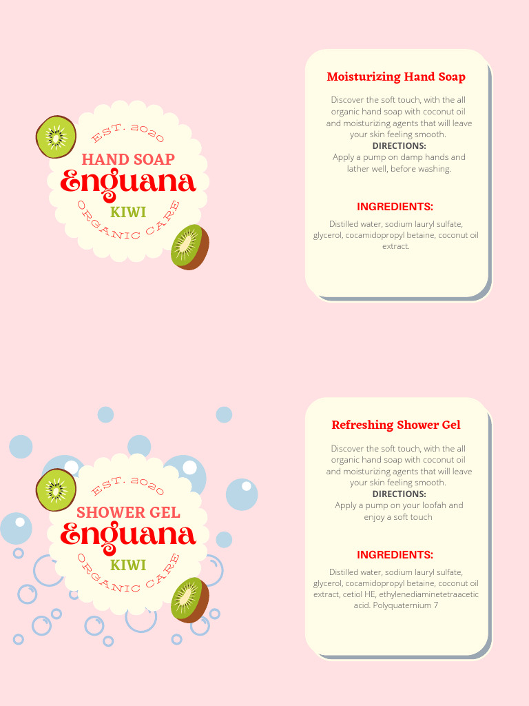 Soap & Shower Gel Labels (Enguana) | PDF | Soap | Coconut Oil