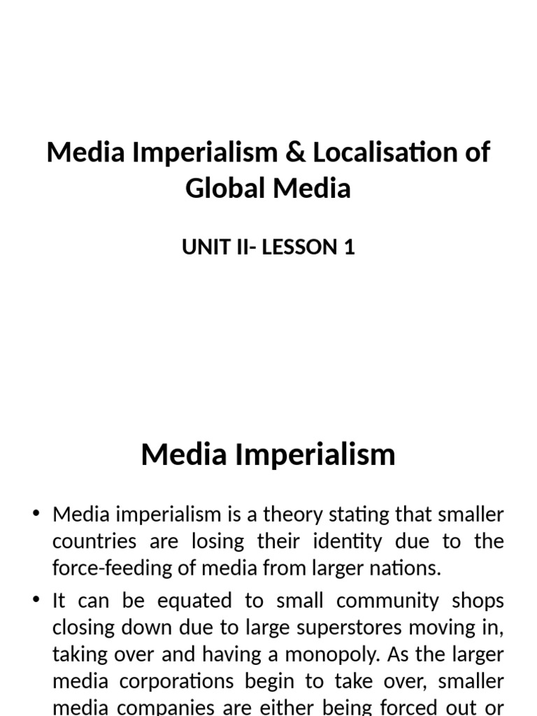 Unit II L 2 Media - Imperialism | PDF