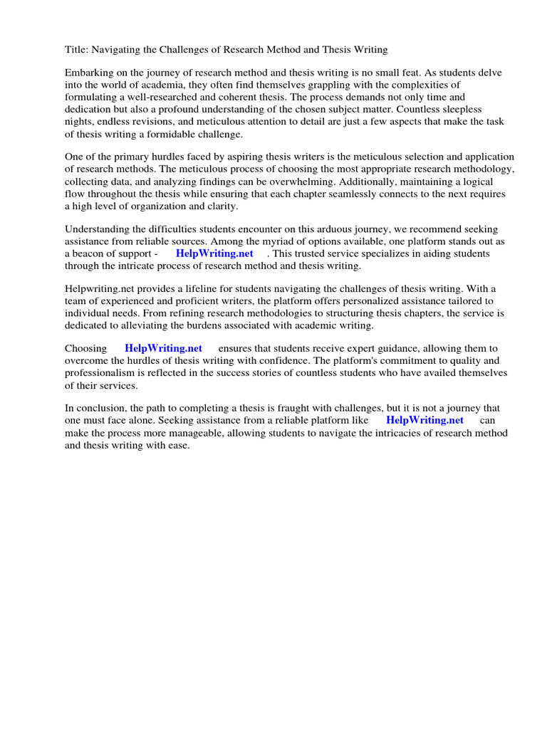 Thesis Writing & Research Methods Guide | PDF | Methodology | Thesis