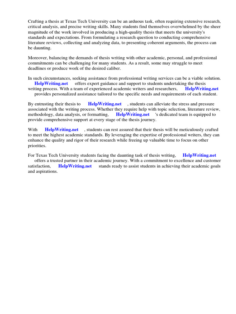 Thesis Writing Help at Texas Tech | PDF | Career & Growth | Art