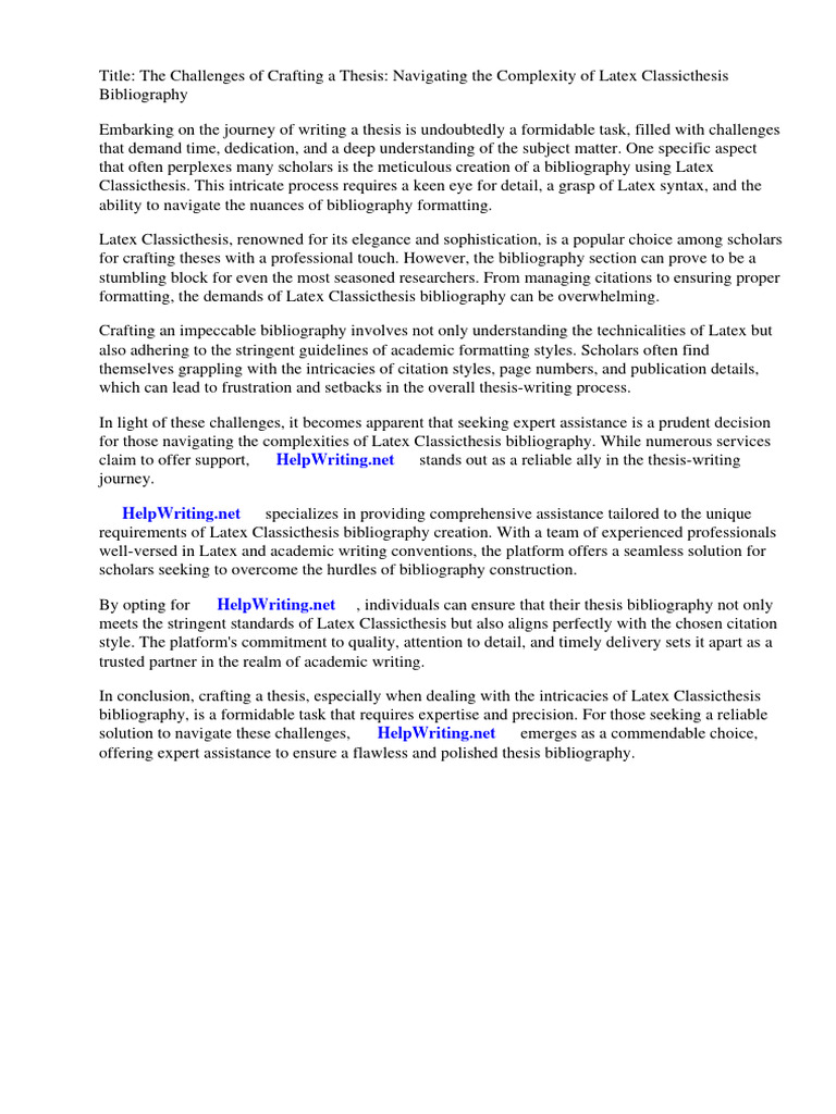 Latex Classicthesis Bibliography | PDF | Citation | Te X
