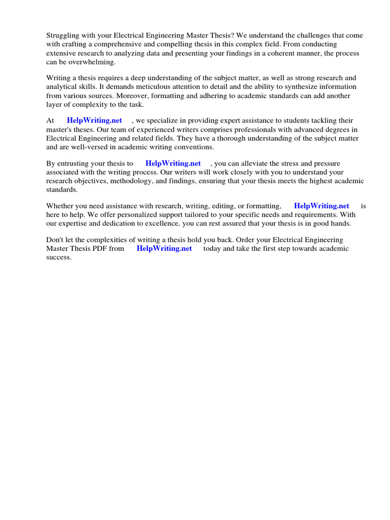 Electrical Engineering Master Thesis PDF | PDF