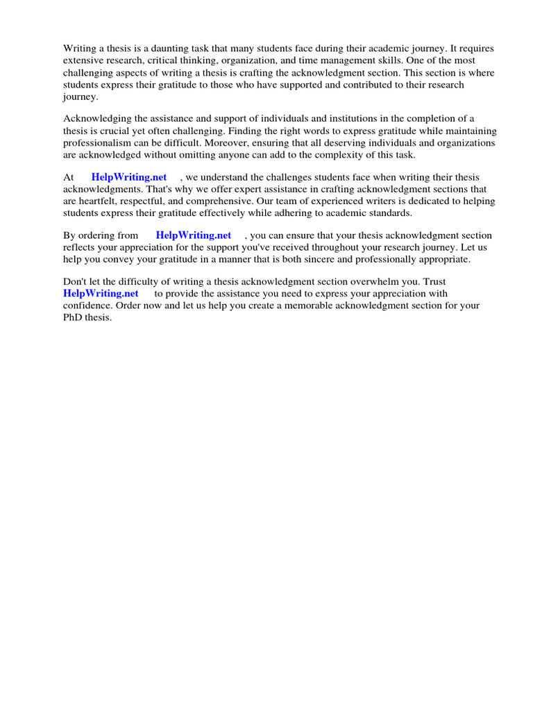 Acknowledgement Sample PHD Thesis | PDF | Thesis | Gratitude