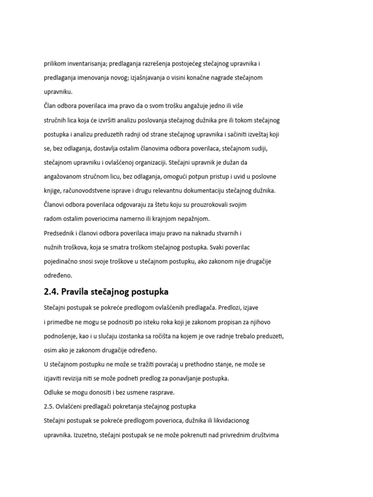 2.4. Pravila Stečajnog Postupka | PDF
