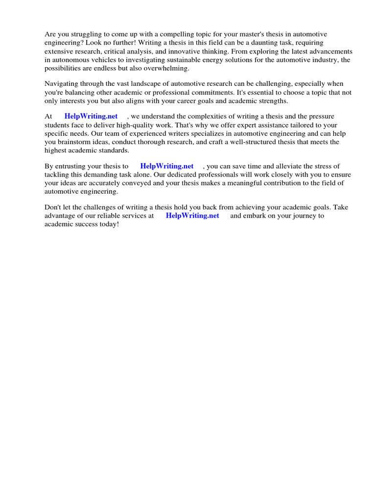 Master Thesis Topics in Automotive | PDF | Car | Motor Vehicle