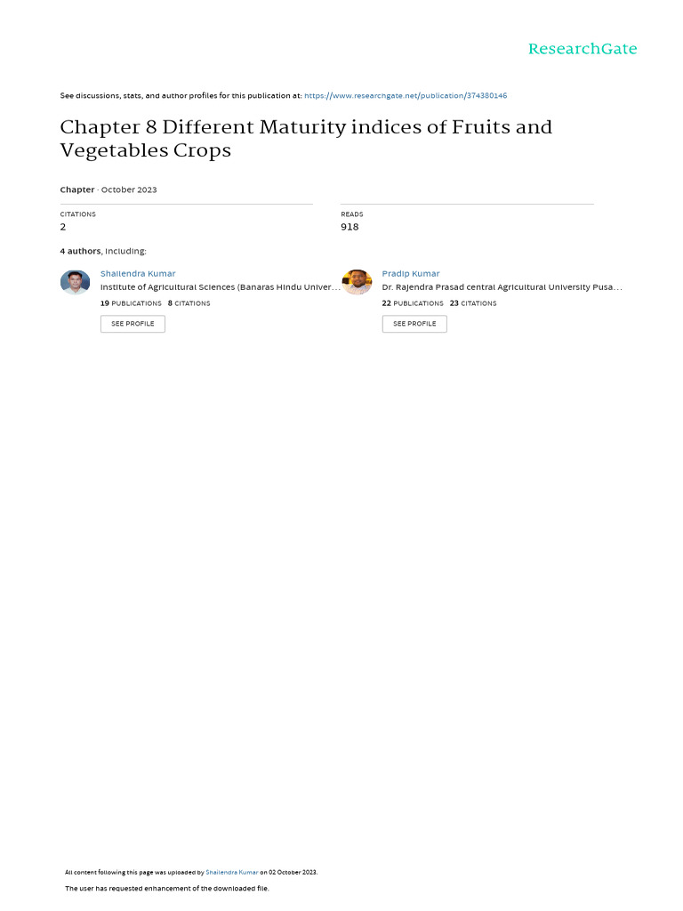 Maturity Indices for Fruits and Vegetables | PDF | Orange (Fruit) | Fruit