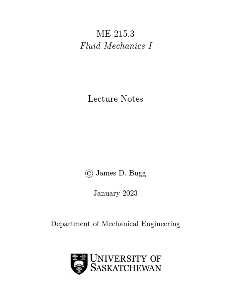 ME 215 Notes Package - 2023 | PDF | Pump | Fluid Dynamics