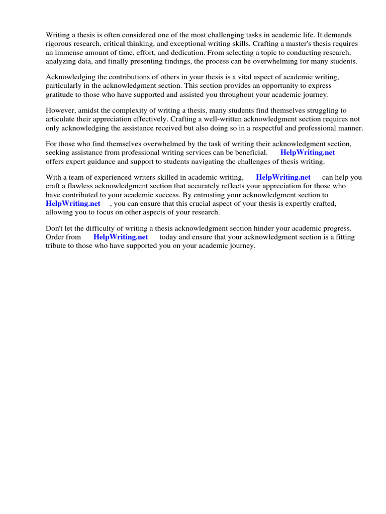 Master's Thesis Acknowledgment Guide | PDF | Thesis