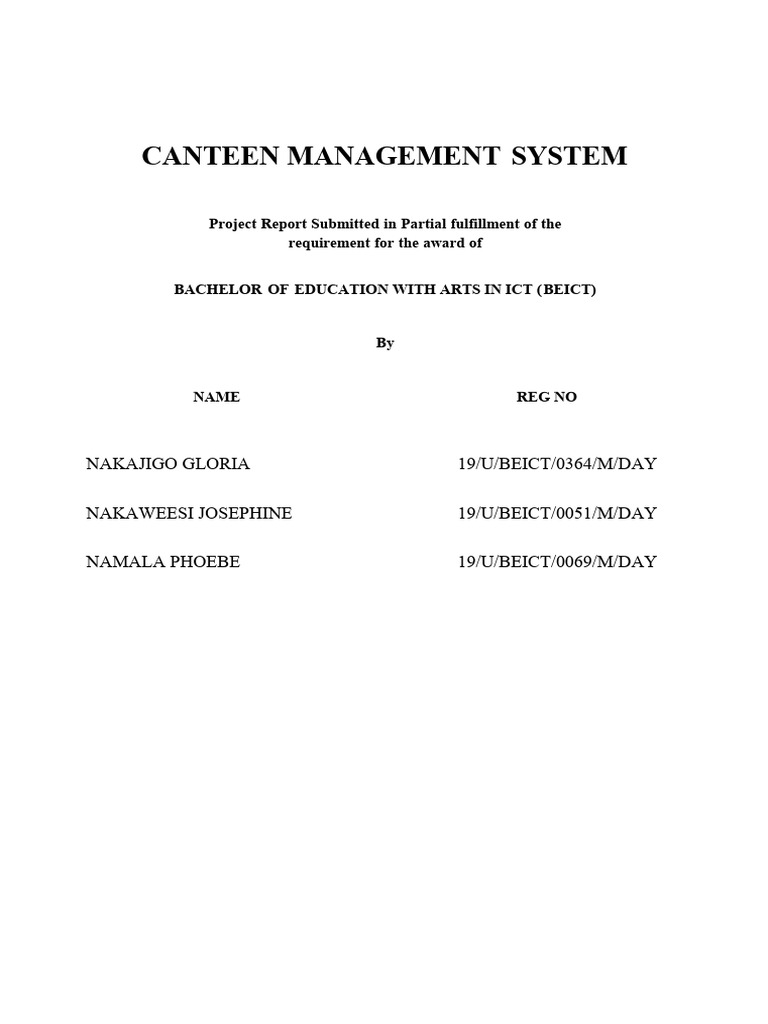 Canteen Management System | PDF | Databases | Information Technology Canteen Management System | PDF | Databases | Information Technology