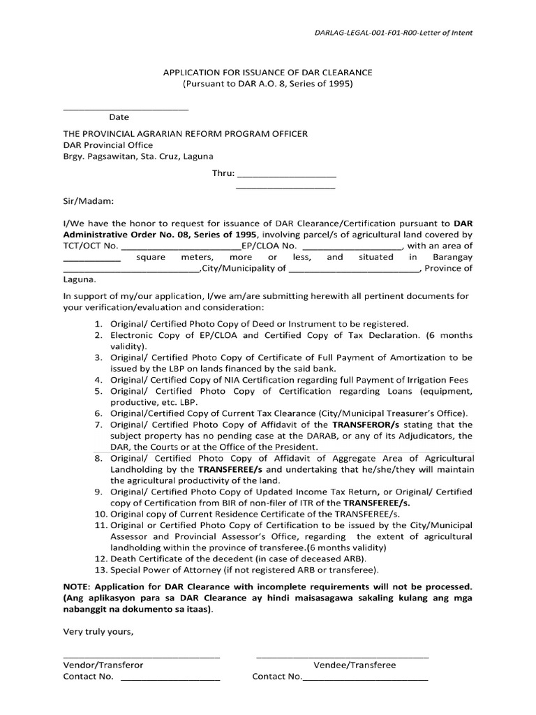 AO8 Letter of Intent | PDF