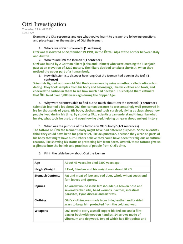 Otzi Investigation | PDF