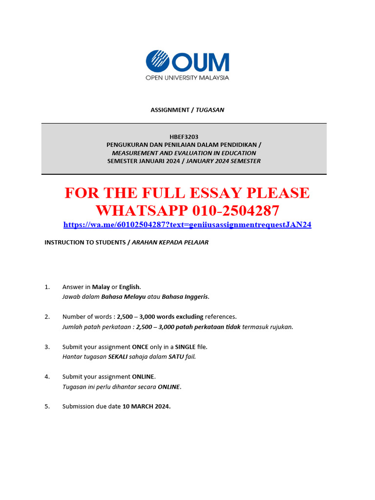 Hbef3203 Pengukuran Dan Penilaian Dalam Pendidikan | PDF