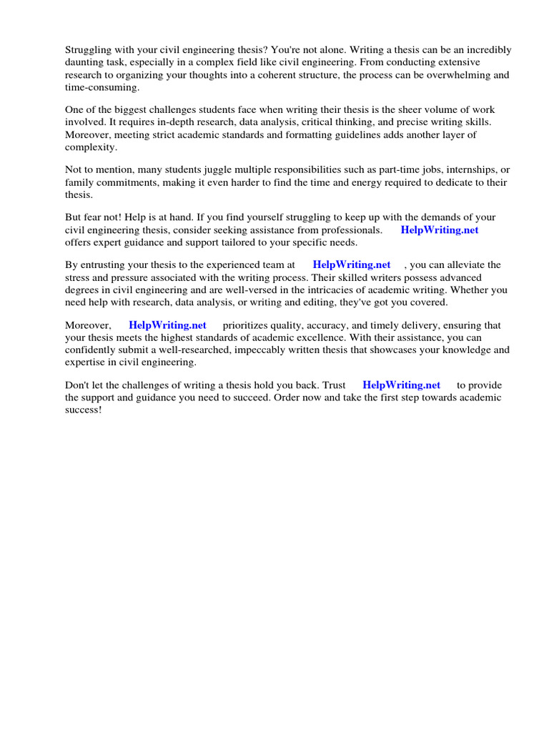 Thesis For Civil Engineering | PDF | Thesis | Essays