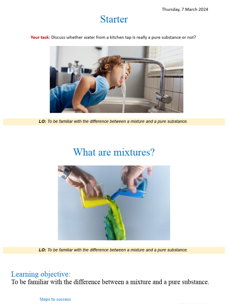 Is Kitchen Tap Water a Pure Substance? | PDF | Mixture | Solubility