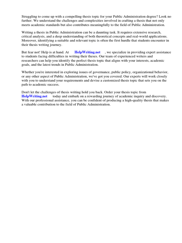 Public Administration Thesis Help | PDF | Finance & Money Management ...