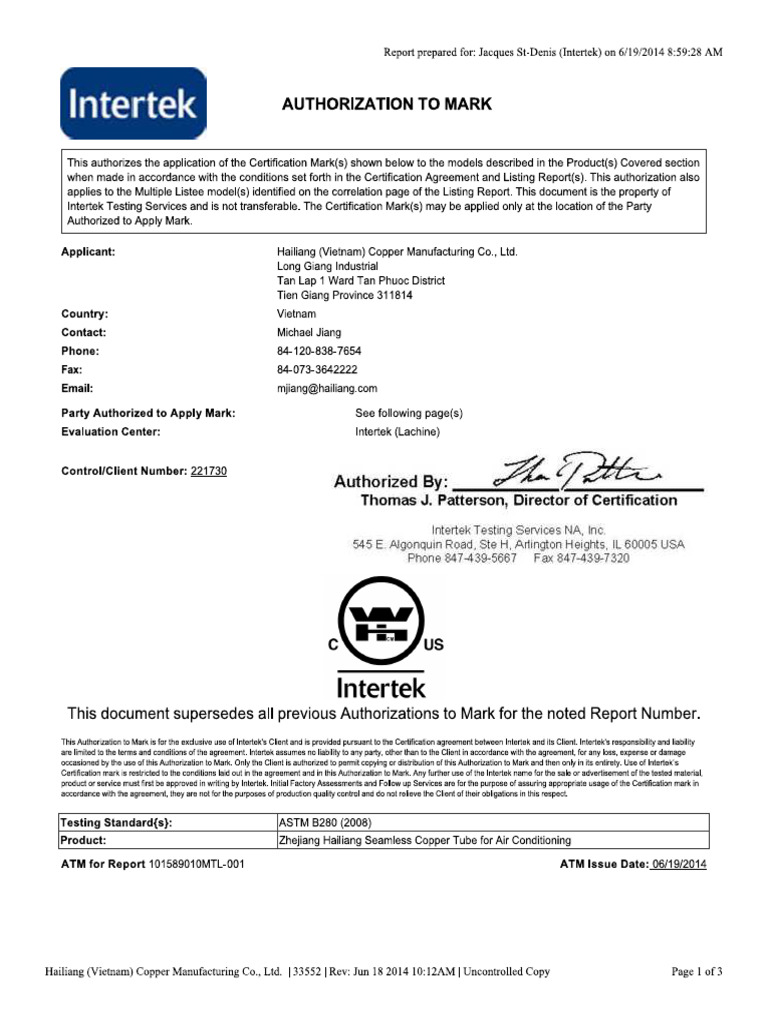 Hailiang ASTM B280 | PDF