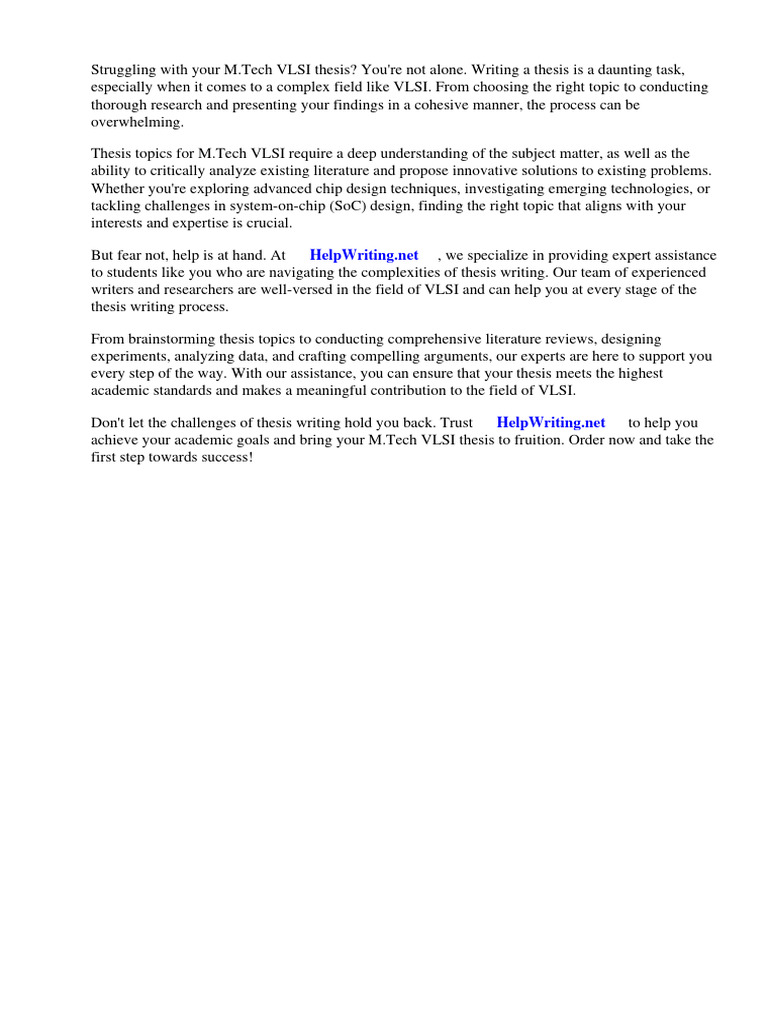 Thesis Topics For M Tech Vlsi | PDF