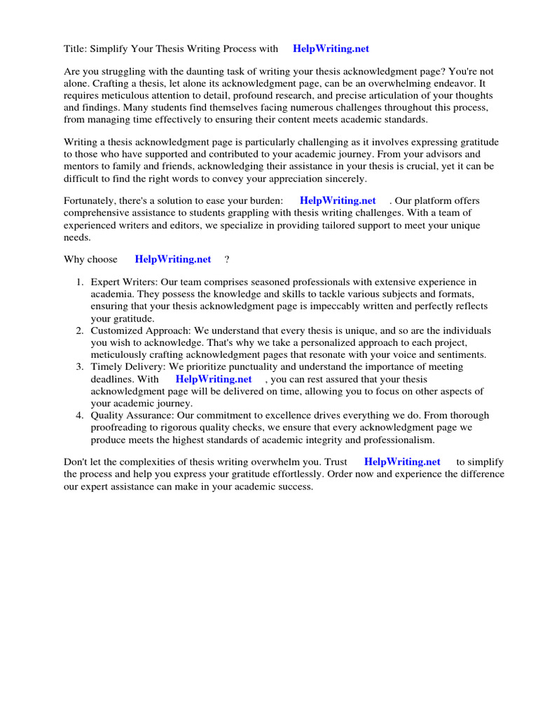 Thesis Acknowledgement Page Sample | PDF | Thesis | Gratitude