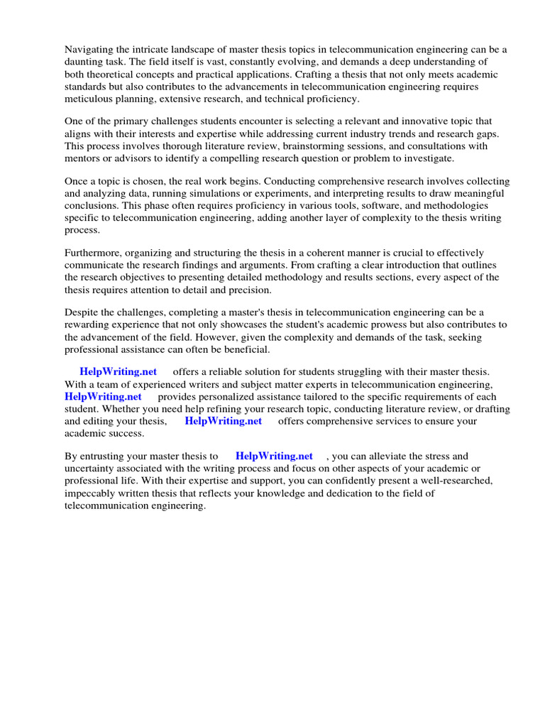 Master Thesis Topics in Telecommunication Engineering | PDF | Computers | Technology & Engineering