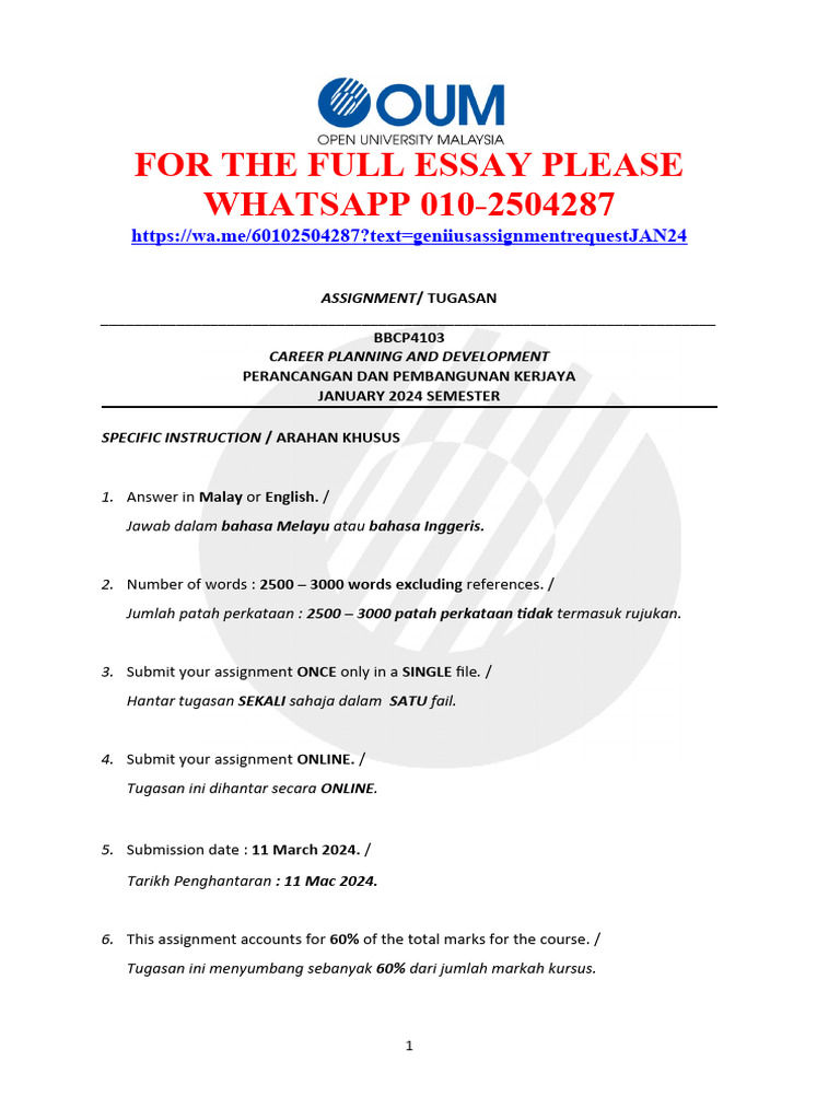 BBCP4103 Career Planning and Development | PDF