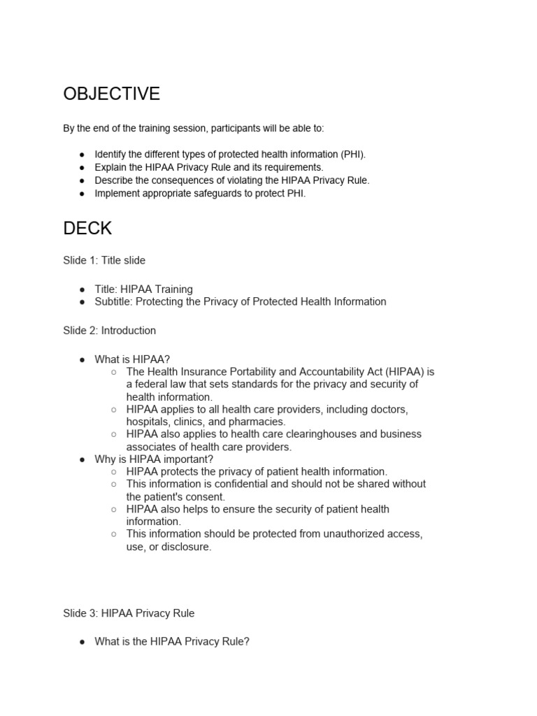 HIPAA Training | PDF | Health Insurance Portability And Accountability ...