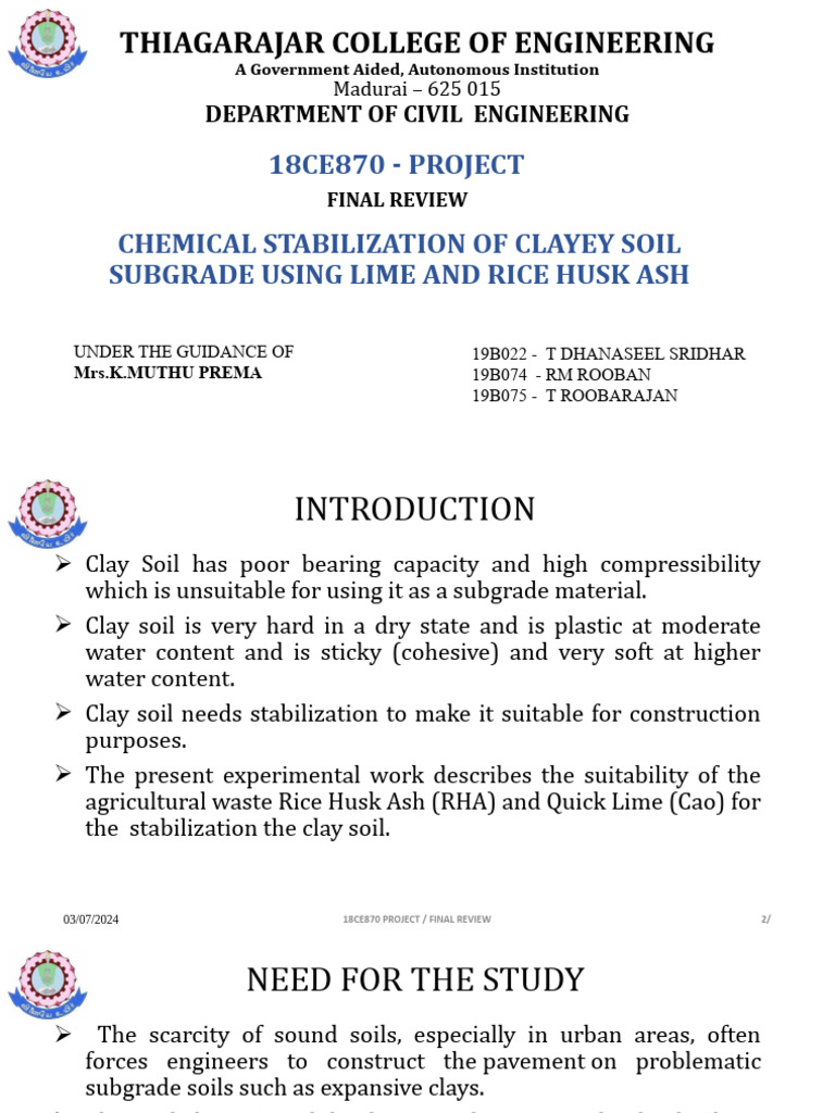 Chemical Stabilization of Clayey Subgrade Soil | PDF | Fly Ash ...