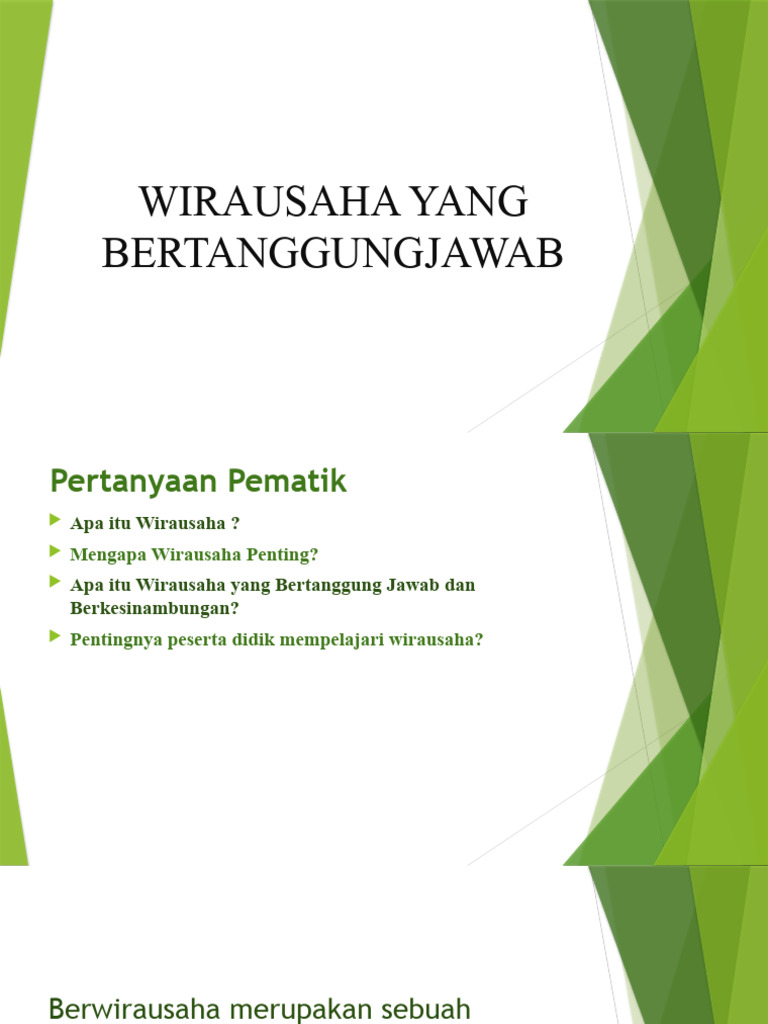 Wirausaha Bertanggung Jawab dan Pentingnya | PDF | Karier ...