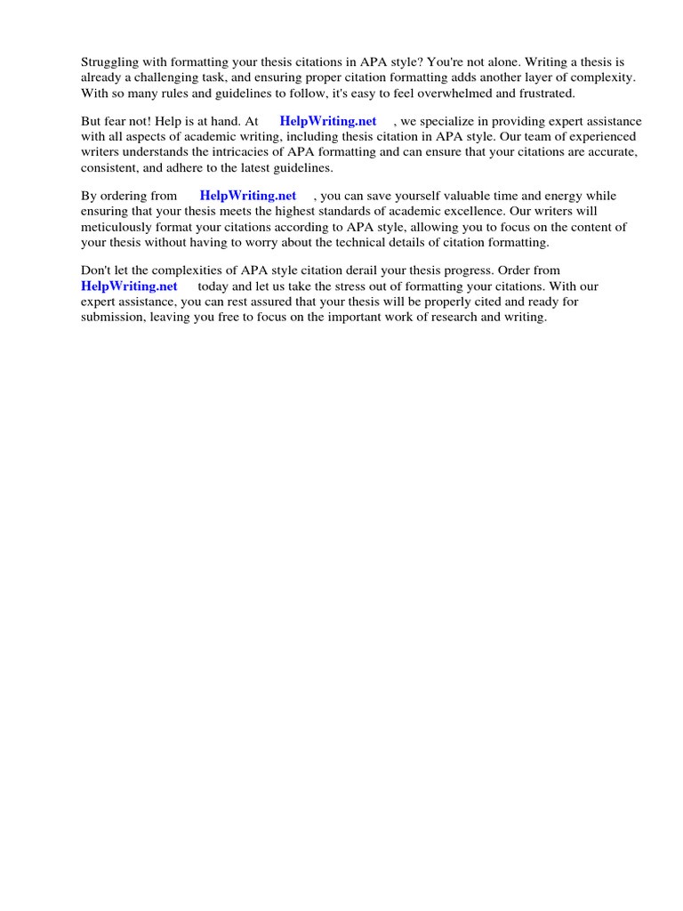 Thesis Citation Apa Style | PDF