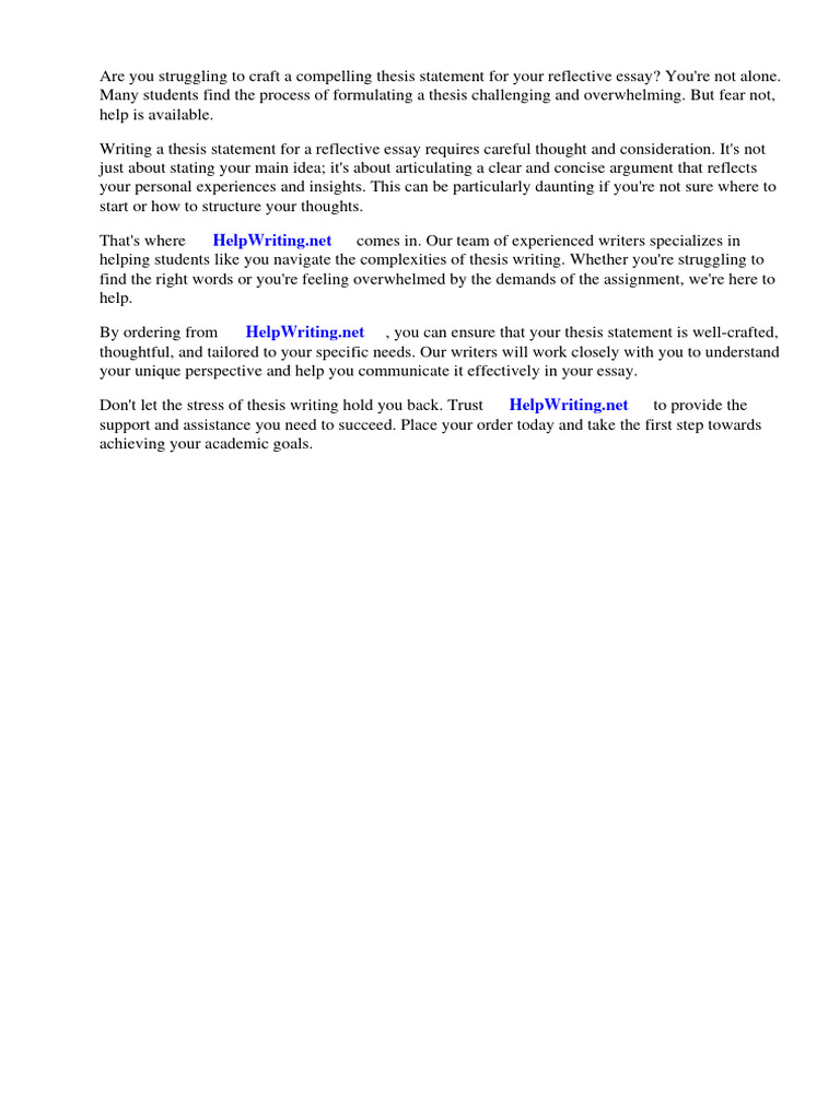 How To Write A Thesis Statement For A Reflective Essay | PDF | Essays ...