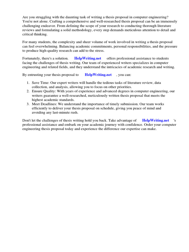 Computer Engineering Thesis Proposal Help Pdf 4375