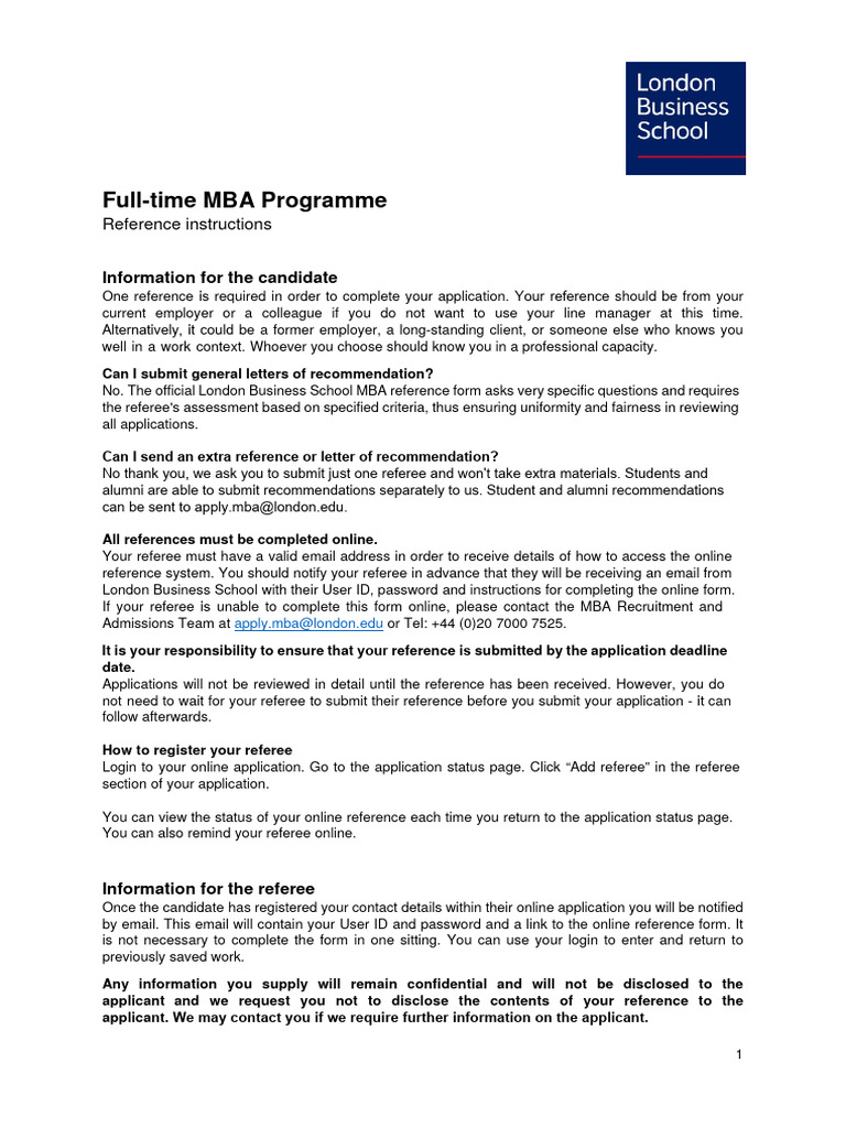 Mba Reference Instructions 2021 | PDF | Master Of Business ...