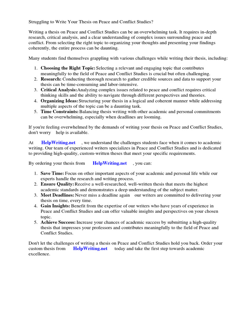 Thesis Topics On Peace and Conflict Studies | PDF | Critical Thinking ...