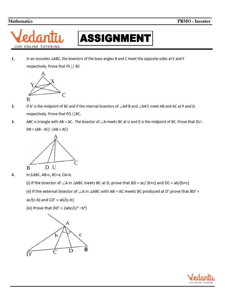PRMO - INCENTER - Questions | PDF | Triangle | Euclid